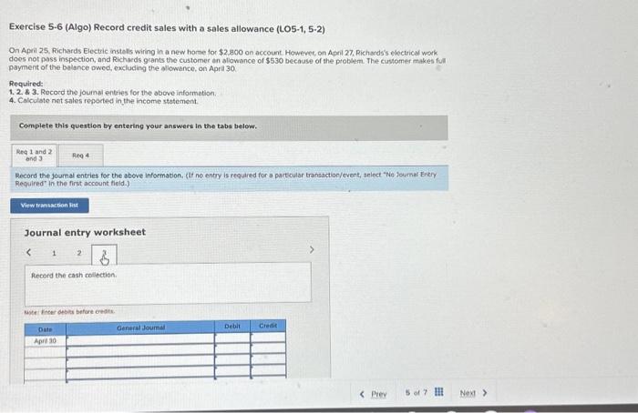 Solved Exercise 5-6 (Algo) Record credit sales with a sales | Chegg.com