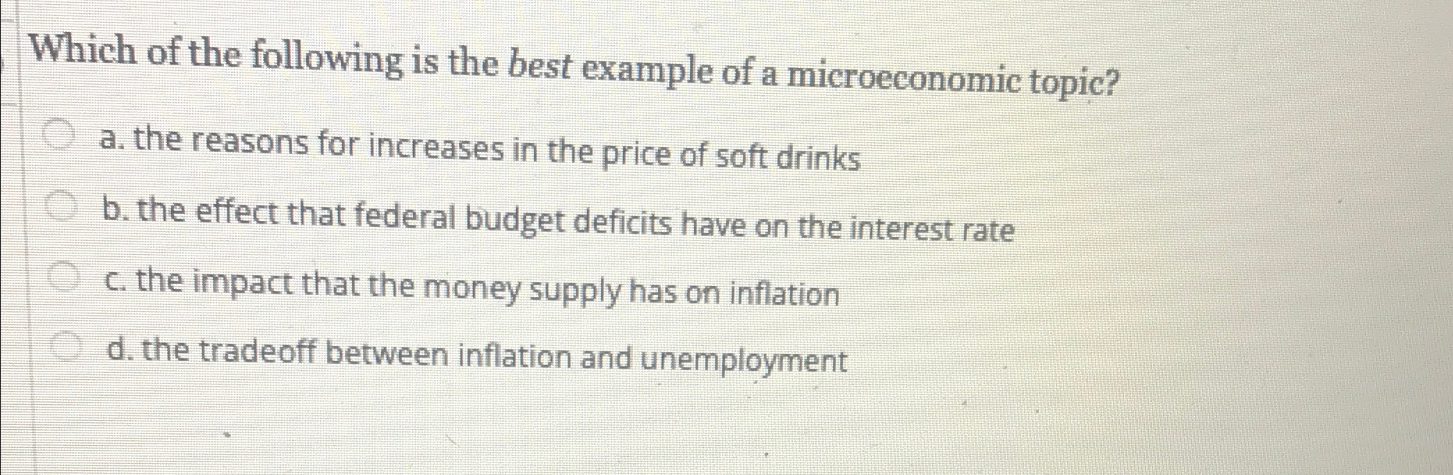 Solved Which of the following is the best example of a | Chegg.com