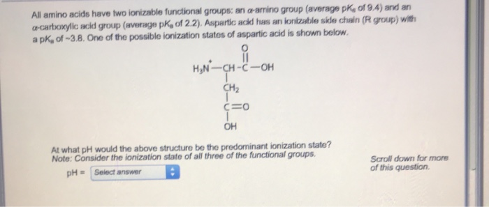 Solved All amino acids have two ionizable functional groups: | Chegg.com