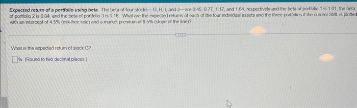 Solved Expected return of a portfolio using beta. The beta | Chegg.com
