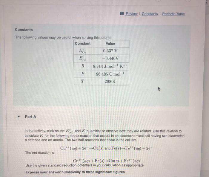 Solved A Review | Constants 1 Periodic Table Constants The | Chegg.com