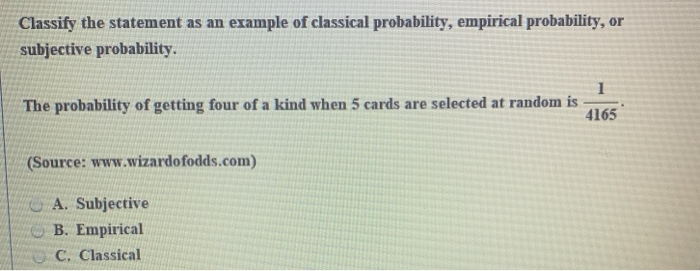 Solved Classify the statement as an example of classical | Chegg.com