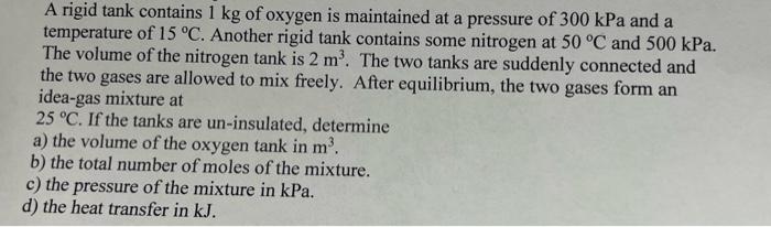 Solved A rigid tank contains 1 kg of oxygen is maintained at | Chegg.com