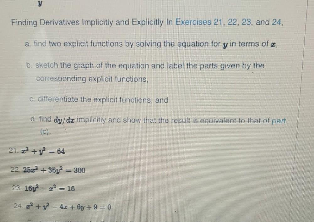 Solved Finding Derivatives Implicitly and Explicitly In | Chegg.com