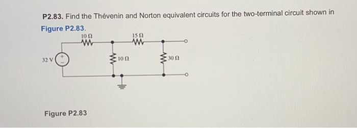 Solved P2.83. Find the Thévenin and Norton equivalent | Chegg.com