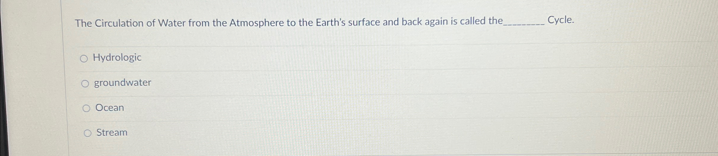 Solved The Circulation of Water from the Atmosphere to the | Chegg.com