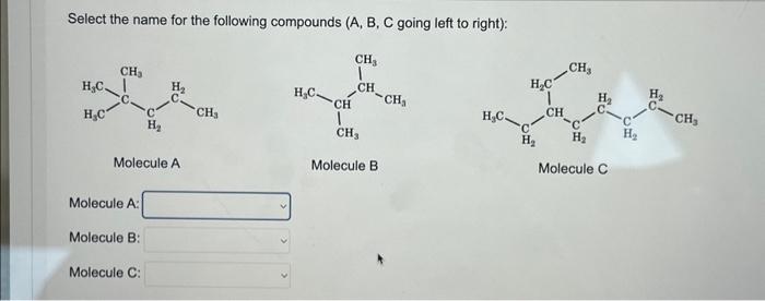Solved Select the name for the following compounds (A, B, C | Chegg.com