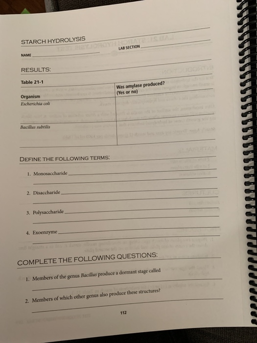 Solved LAB 21: STARCH HYDROLYSIS TEST INTRODUCTION: Test for | Chegg.com