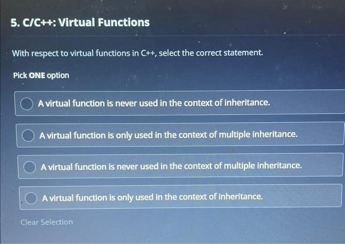 Solved Pick ONE option4. C/C++: Member Access and Privilege | Chegg.com