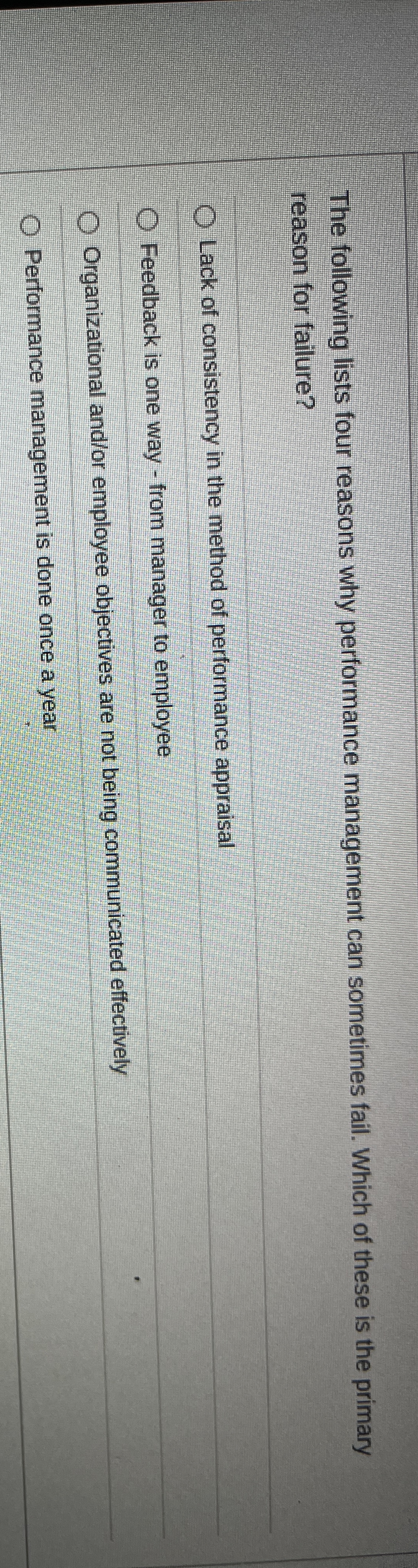 Solved The following lists four reasons why performance | Chegg.com