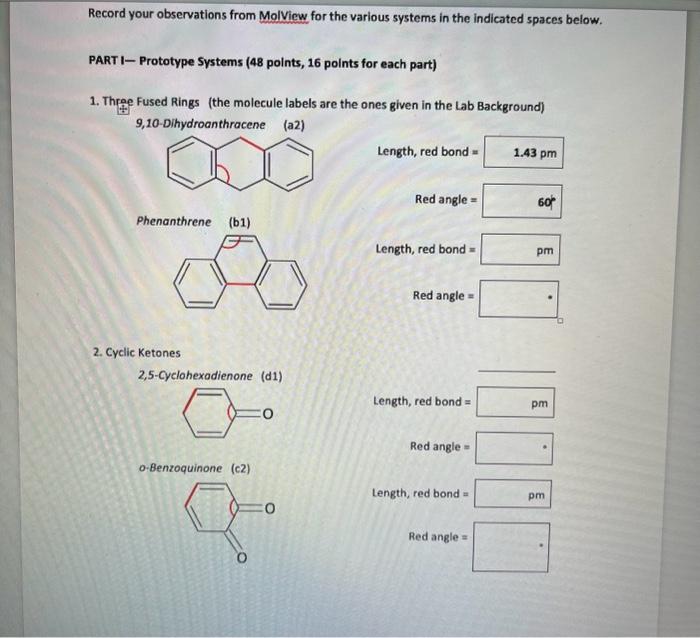 Record your observations from MolView for the various | Chegg.com