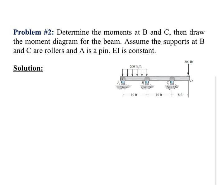 Solved Problem #2 : Determine the moments at B and C, then | Chegg.com