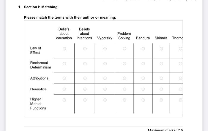 Solved 1 Section 1: Matching Please match the terms with | Chegg.com