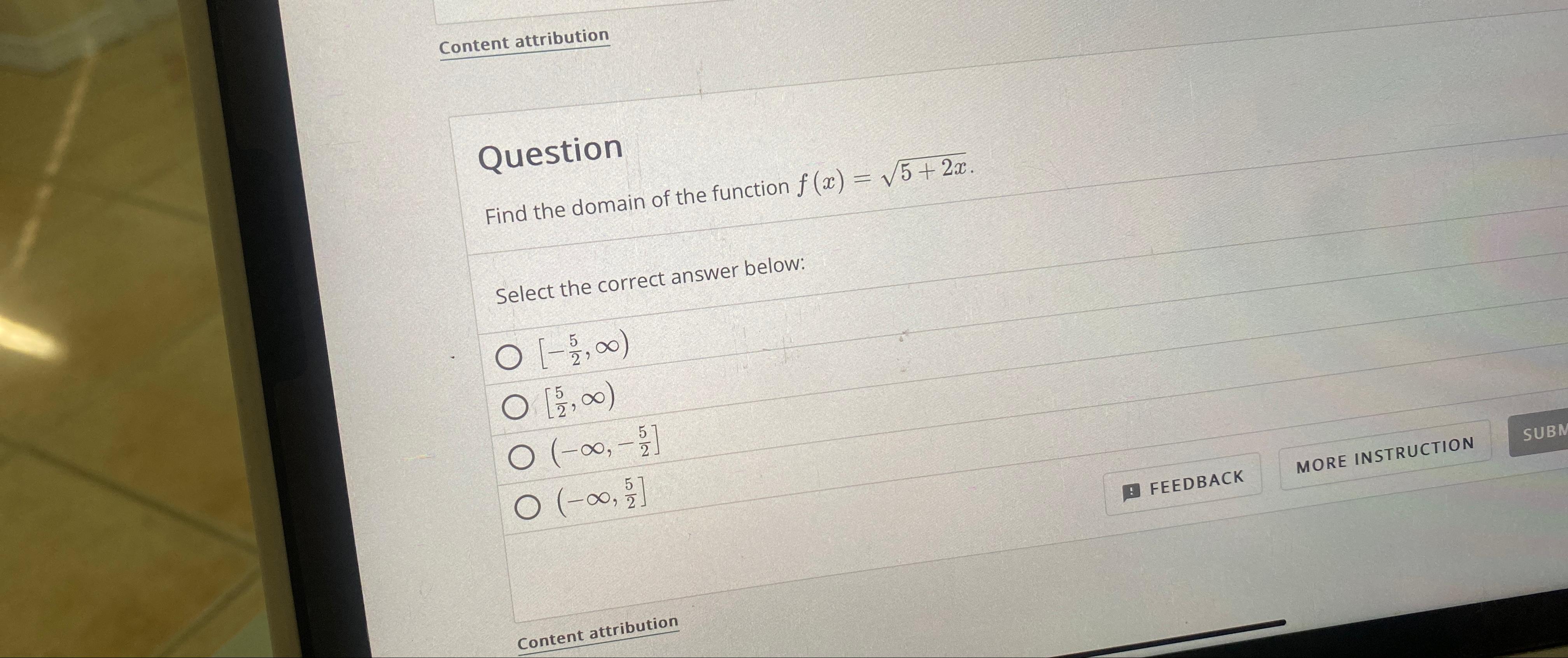 Solved Content attributionQuestionFind the domain of the | Chegg.com