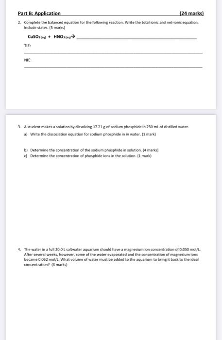 Solved SCH3U1 Unit 4: Solutions & Solubility Test V.A Name: | Chegg.com