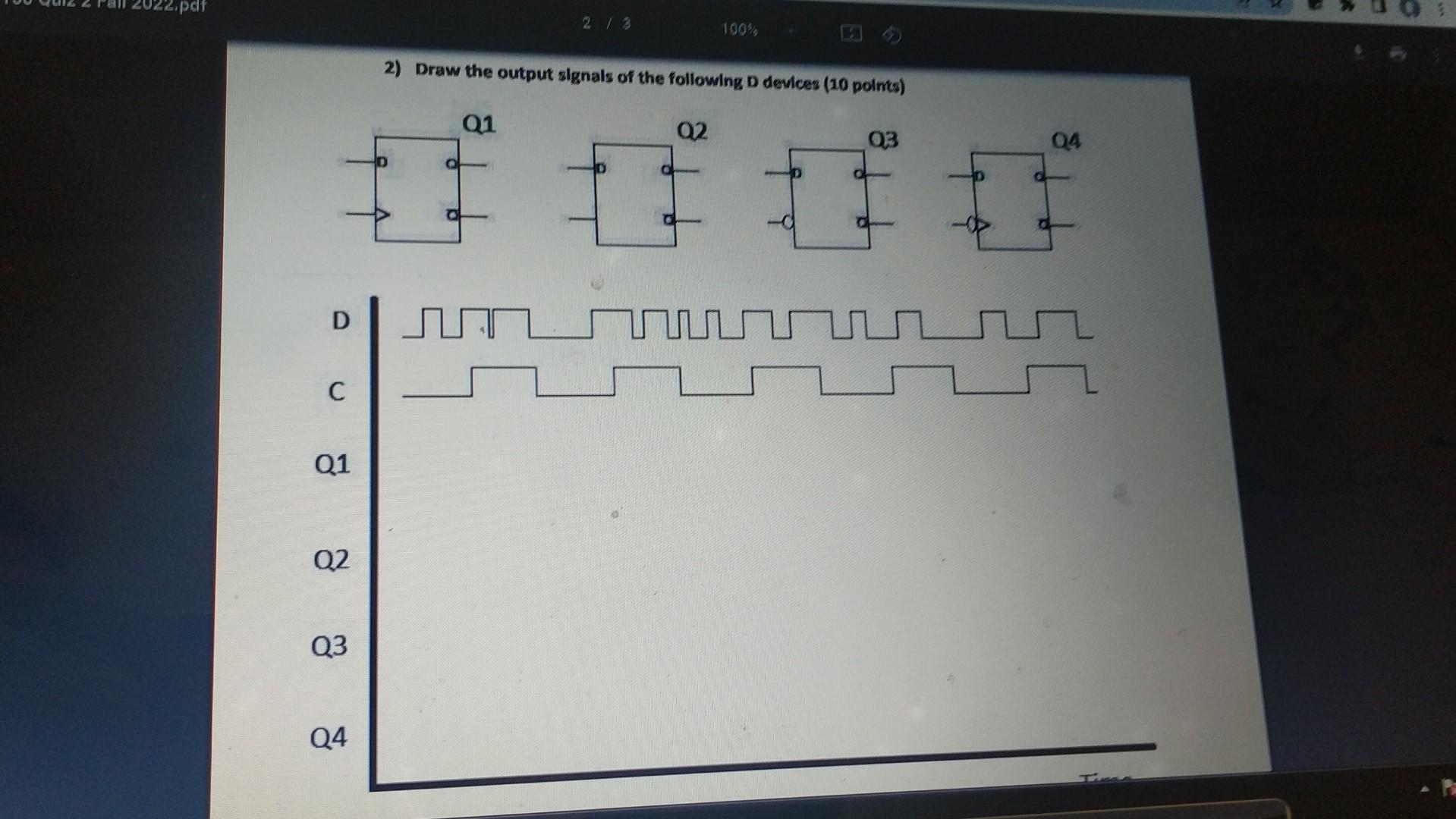 Solved 2) Draw the output signals of the following D devices | Chegg.com