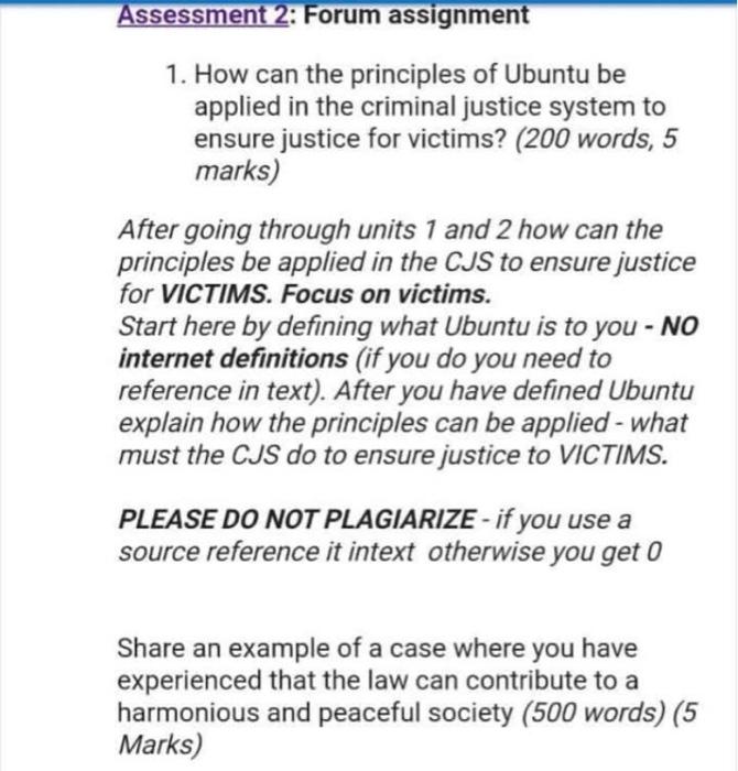 Assessment 2: Forum assignment 1. How can the | Chegg.com