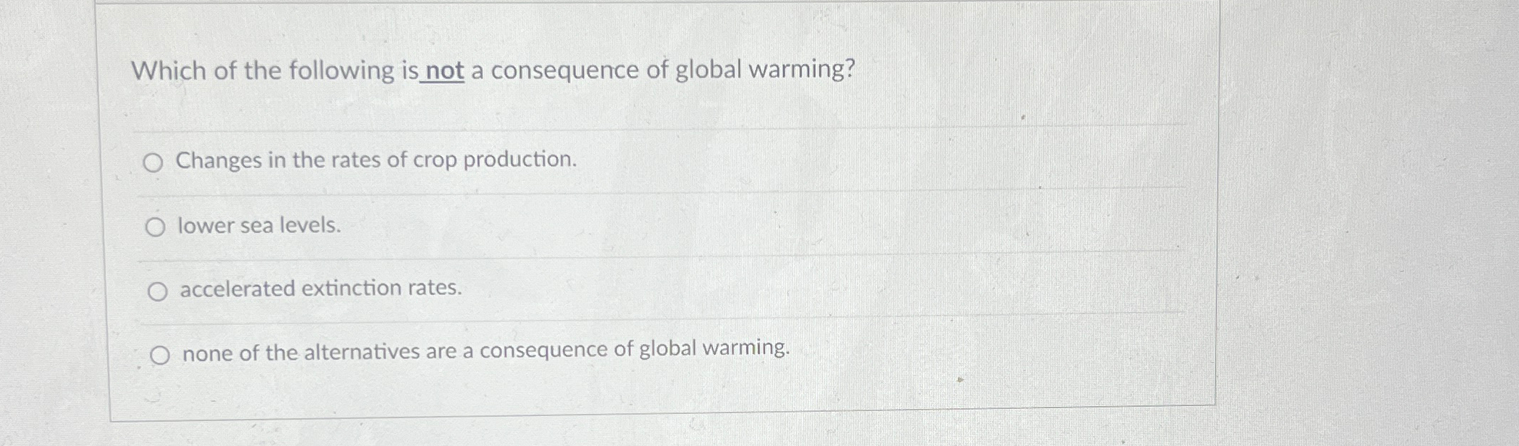 Solved Which of the following is not a consequence of global | Chegg.com