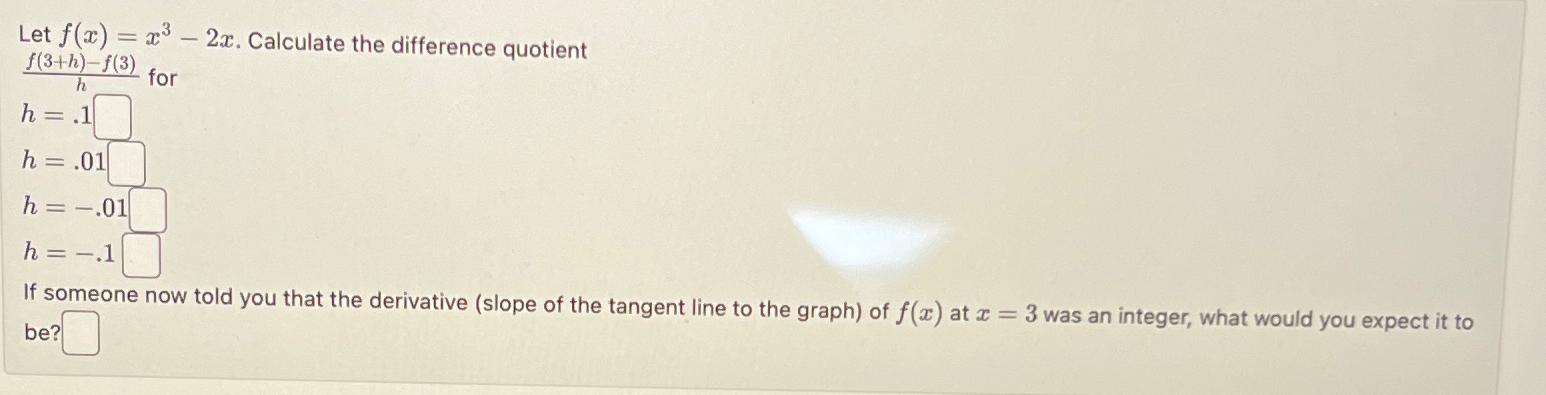 Solved Let f(x)=x3-2x. ﻿Calculate the difference | Chegg.com