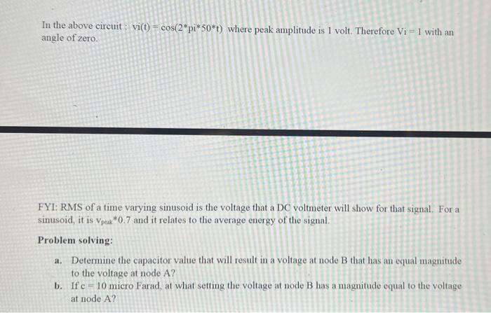 Solved A capacitive sensor (variable capacitor) is used as a | Chegg.com