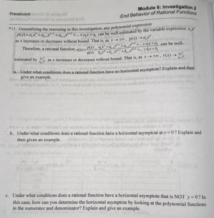 Solved 11- (a): a rational function r(x)=q(x)p(x) has no | Chegg.com