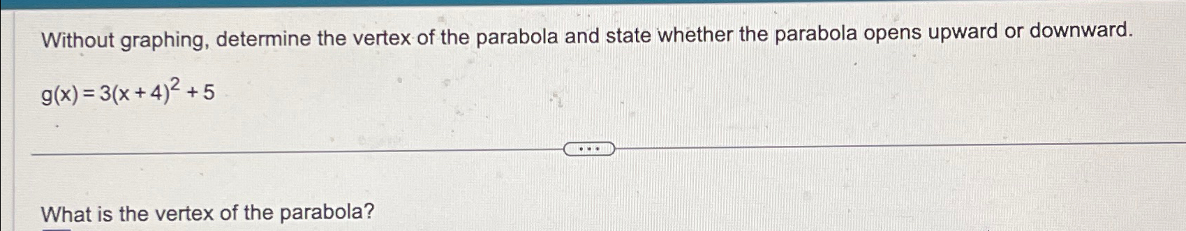 Solved Without graphing, determine the vertex of the | Chegg.com
