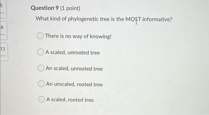 Solved 5 Question 9 (1 point) What kind of phylogenetic tree | Chegg.com