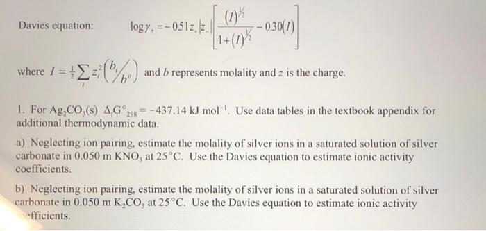 Davies equation: | Chegg.com
