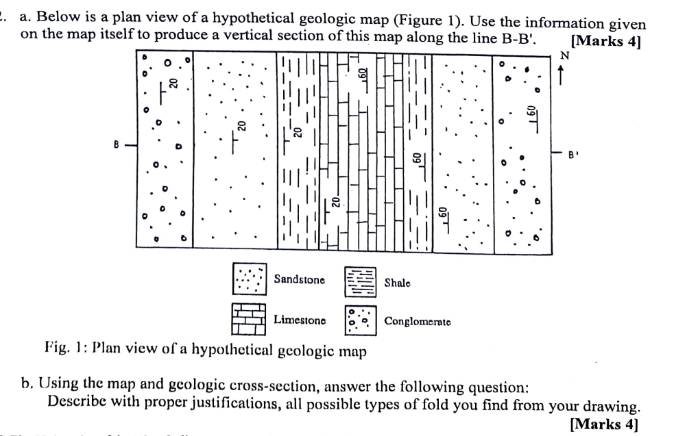 Solved b. ﻿Using the map and geologic cross-section, answer | Chegg.com