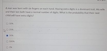 Solved A man was born with six fingers on each hand. Having | Chegg.com