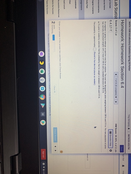 Solved MATH 1530 Introductory Statistics Spring 20 Parker | Chegg.com