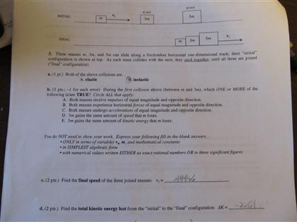 Solved Three masses m, 3m, and 5m can slide along a | Chegg.com