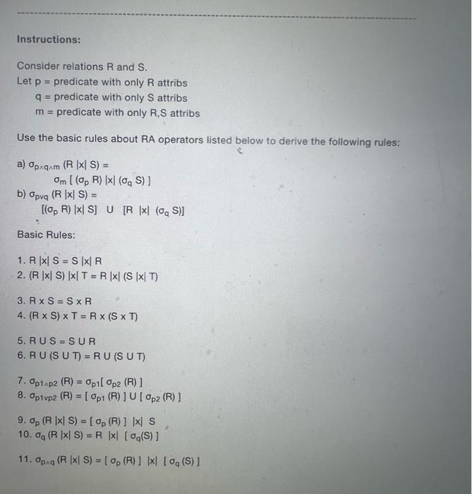 Solved Instructions: Consider relations R and S. Let p= | Chegg.com