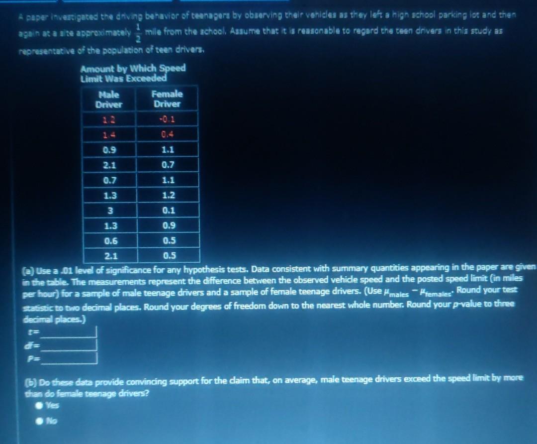 Solved A paper investigated the driving behavior of | Chegg.com