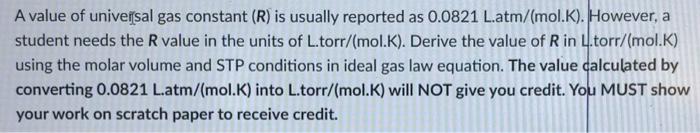 Solved Hint: you must use the ideal gas equation PV=nRT and | Chegg.com