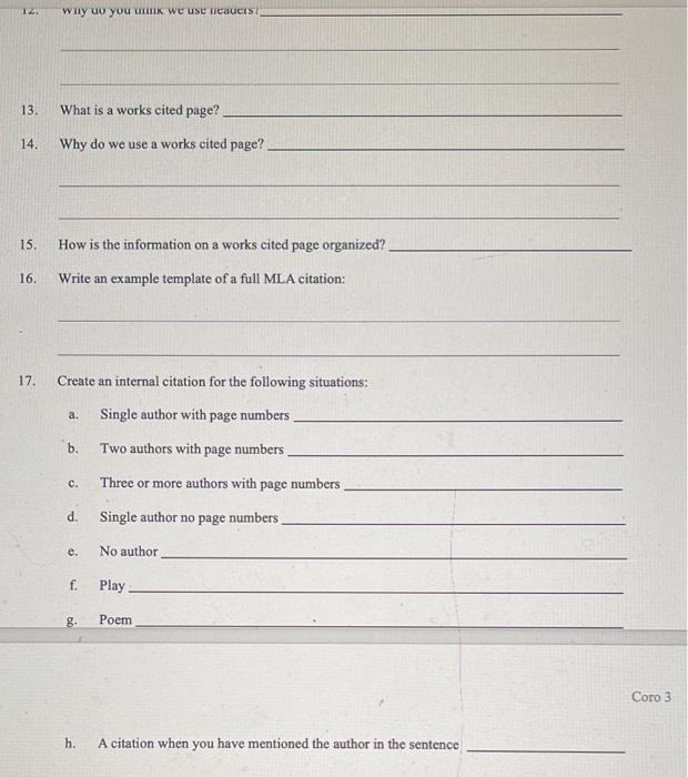 Solved MLA Format Webquest DIRECTIONS: Using the provided | Chegg.com