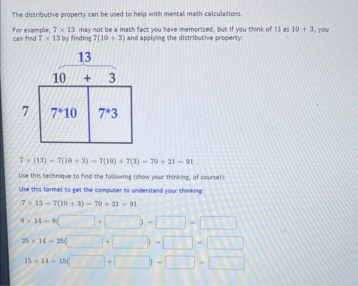 Solved The distributive property can be used to help with | Chegg.com