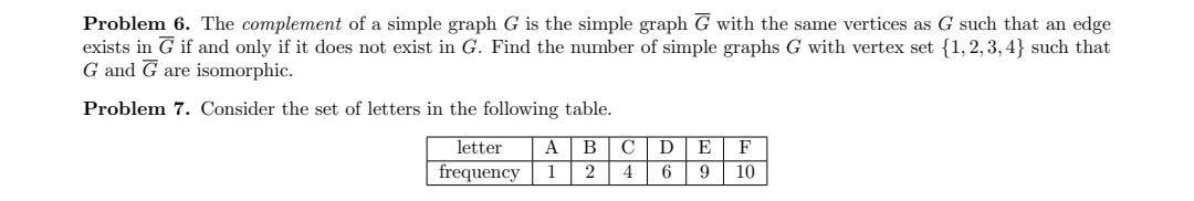 Solved Problem 6. ﻿The complement of a simple graph G ﻿is | Chegg.com