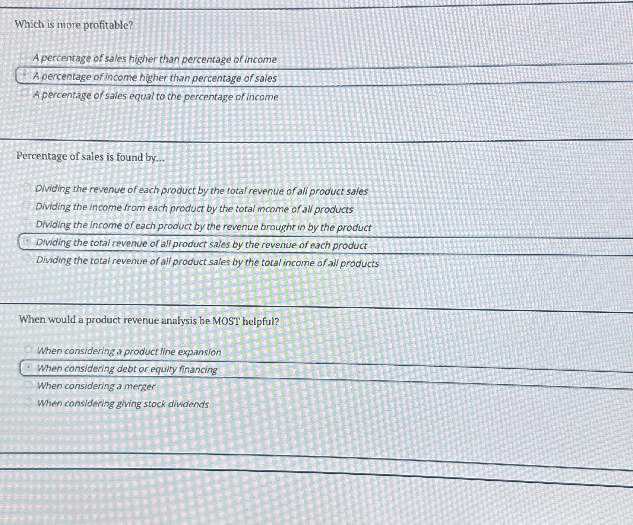 Which is more profitable?A percentage of sales higher | Chegg.com