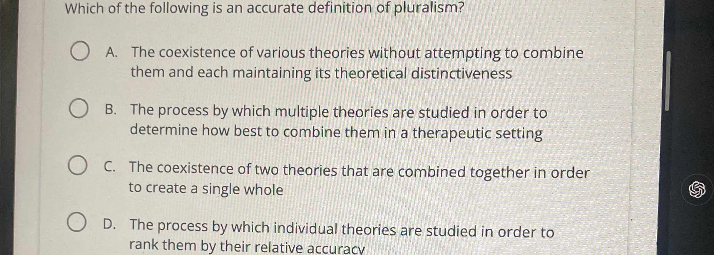 Solved Which of the following is an accurate definition of | Chegg.com