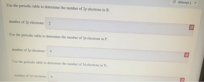 Solved Use the periodic table to determine the number of 2p | Chegg.com