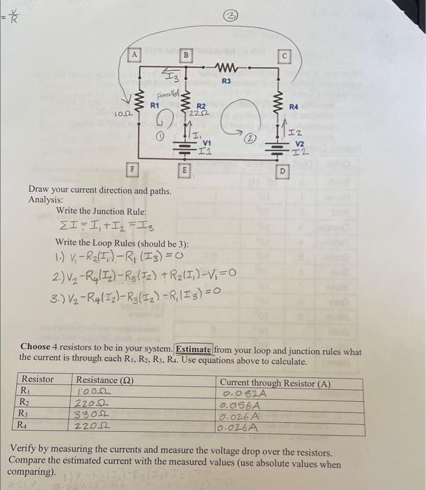 Solved Draw your current direction and paths. Analysis: | Chegg.com