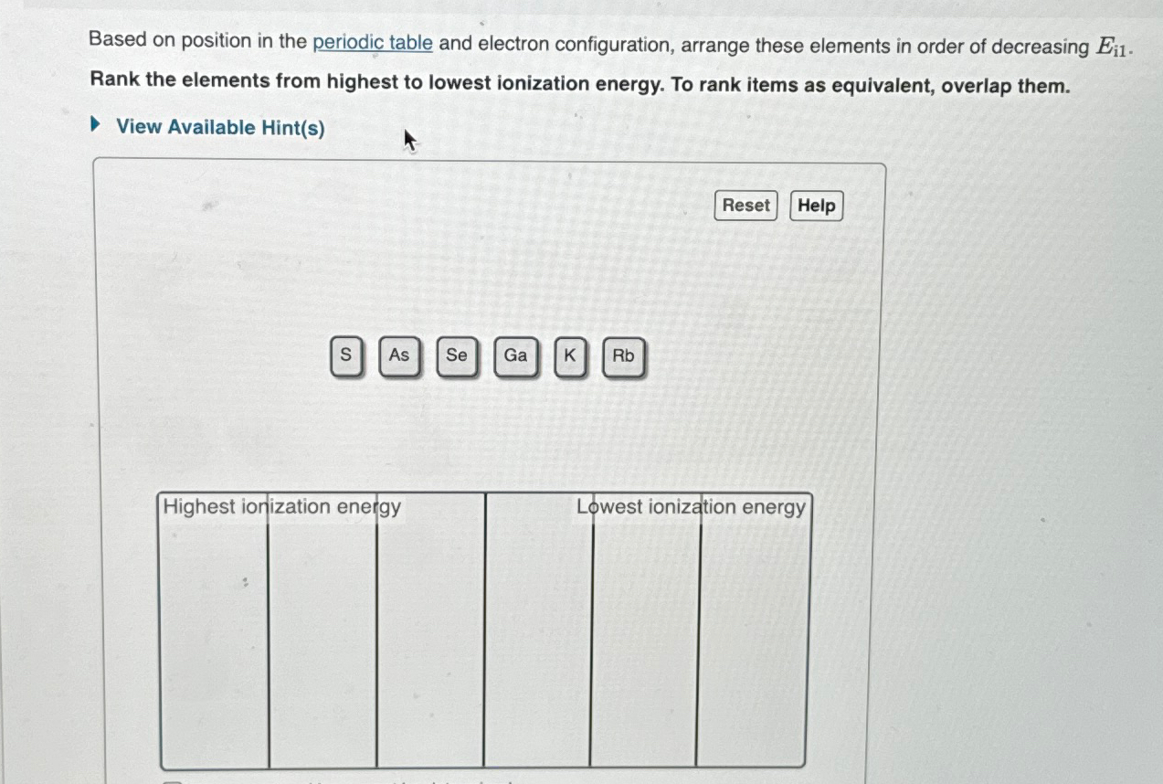 Solved Based on position in the periodic table and electron | Chegg.com