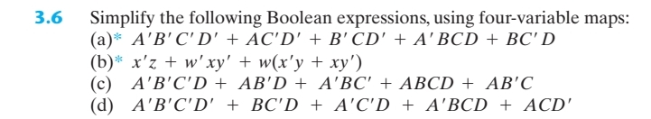Solved Simplify The Following Boolean Expressions Using 8894