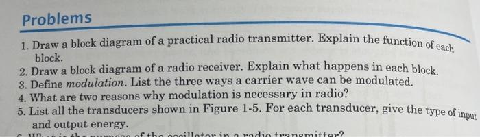 Solved 1. Draw a block diagram of a practical radio | Chegg.com