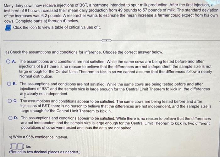 Solved Many dairy cows now receive injections of BST, a | Chegg.com