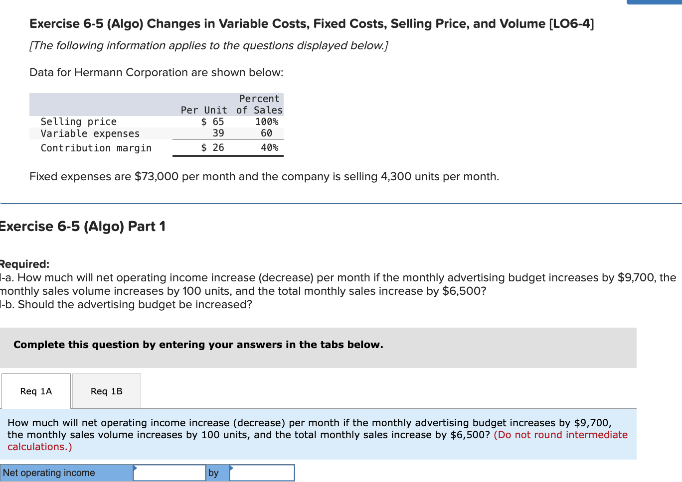 Solved Exercise 6-5 (Algo) ﻿Part 1Required:-a. ﻿How much | Chegg.com