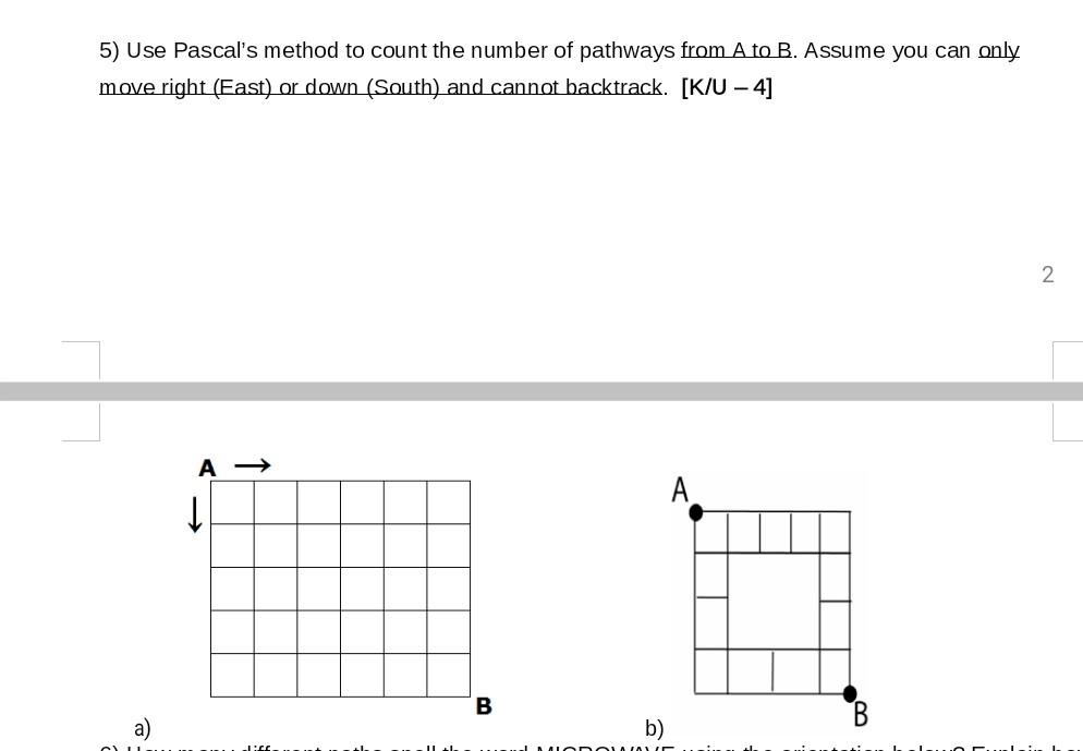 Solved 5) Use Pascal's method to count the number of | Chegg.com