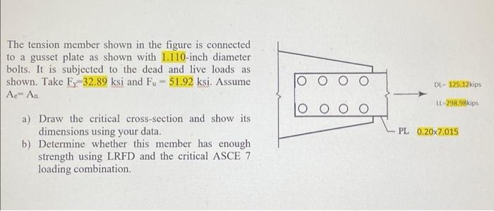 Solved The tension member shown in the figure is connected | Chegg.com