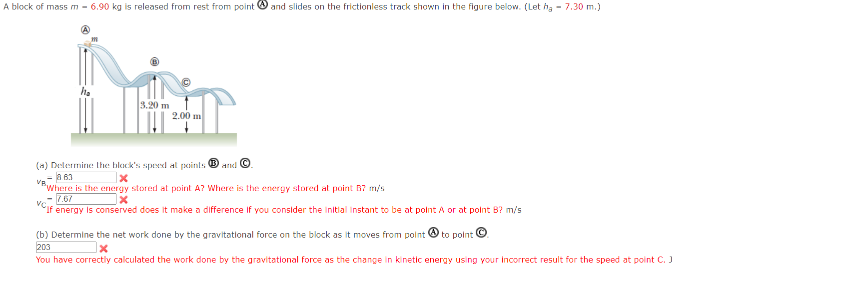 Solved A block of mass m=6.90kg ﻿is released from rest from | Chegg.com